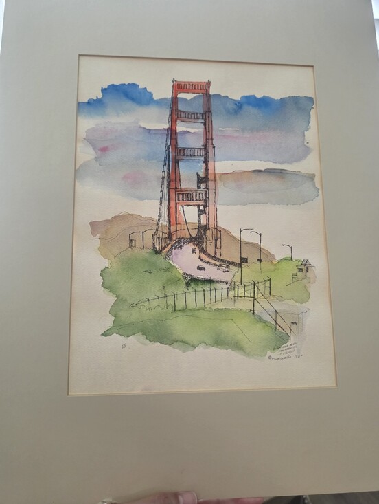 Art | Original Watercolor Of Golden Gate Bridge By T Calvello 1989 ...